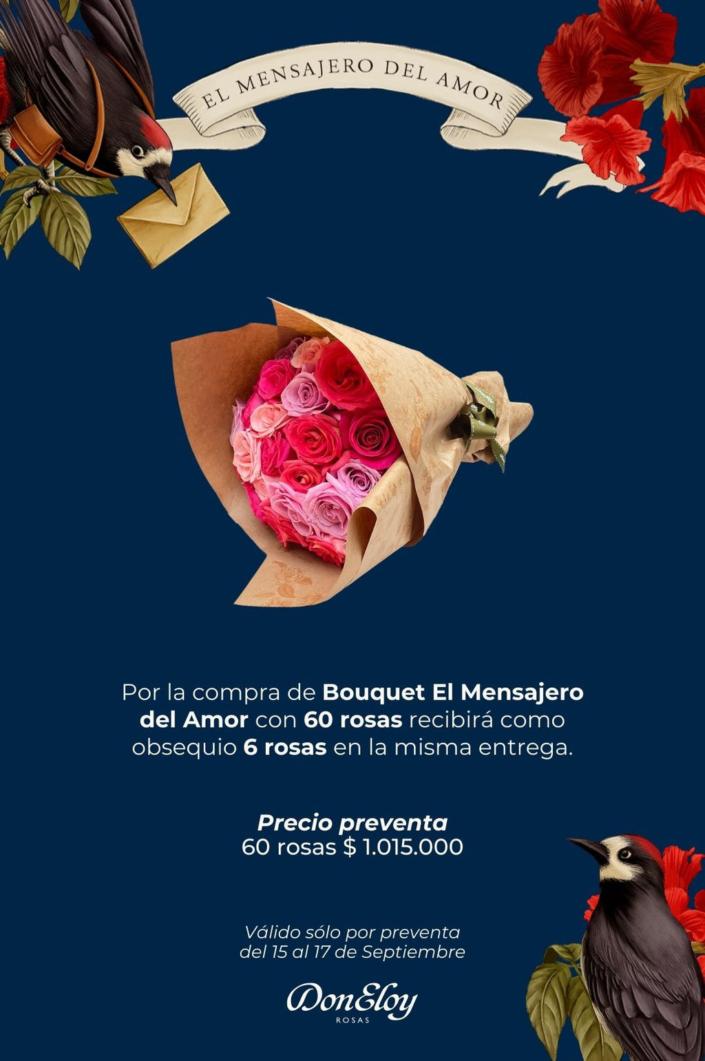 Bouquet El Mensajero del Amor – Rosas Don Eloy